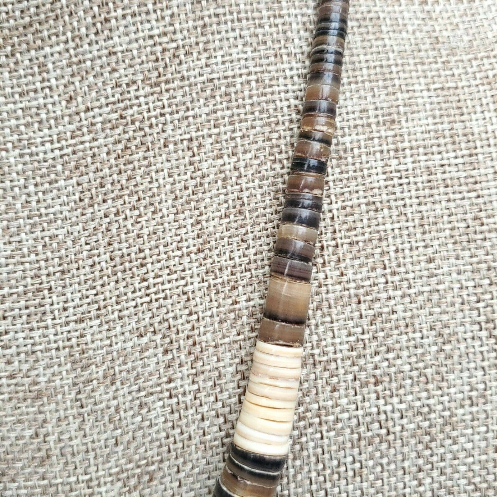 Vtg Heishi Bead Necklace Graduated Shell Jet Pipestone Abalone Silver ...