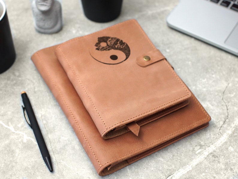 Leather Notebook Cover A5 A6, Refillable Journal Cover, Personalized ...