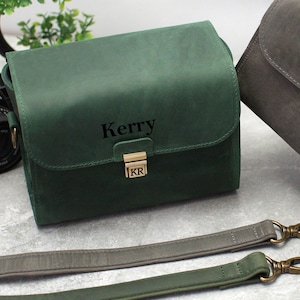 Personalized Leather Camera Shoulder Bag With Adjustable Strap, Custom ...