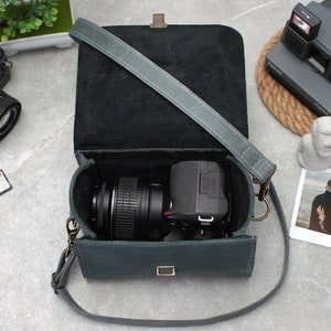 Personalized Leather Camera Shoulder Bag With Adjustable Strap, Custom ...