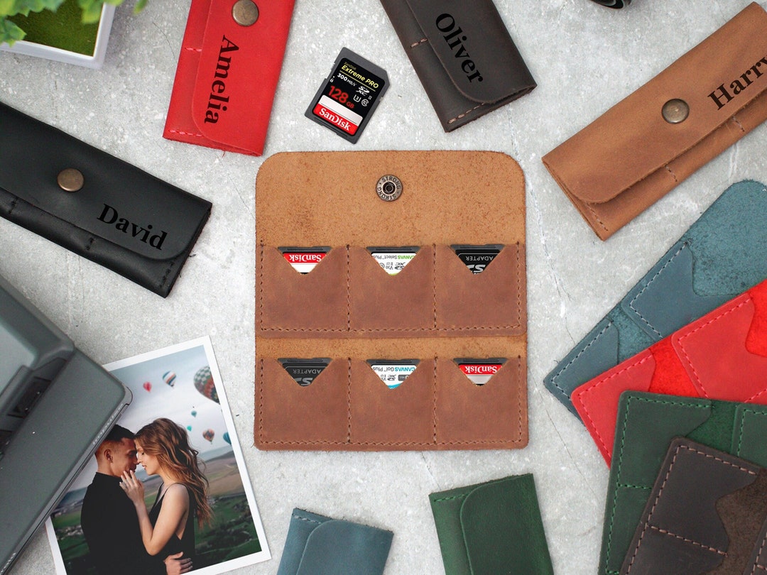 Personalized Leather Sd Case, SD Card Organizer, Custom SD Card Case ...