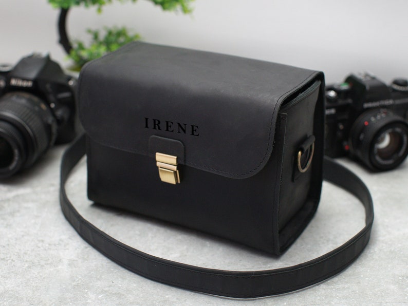 Personalized Leather Camera Shoulder Bag With Adjustable Strap, Custom ...