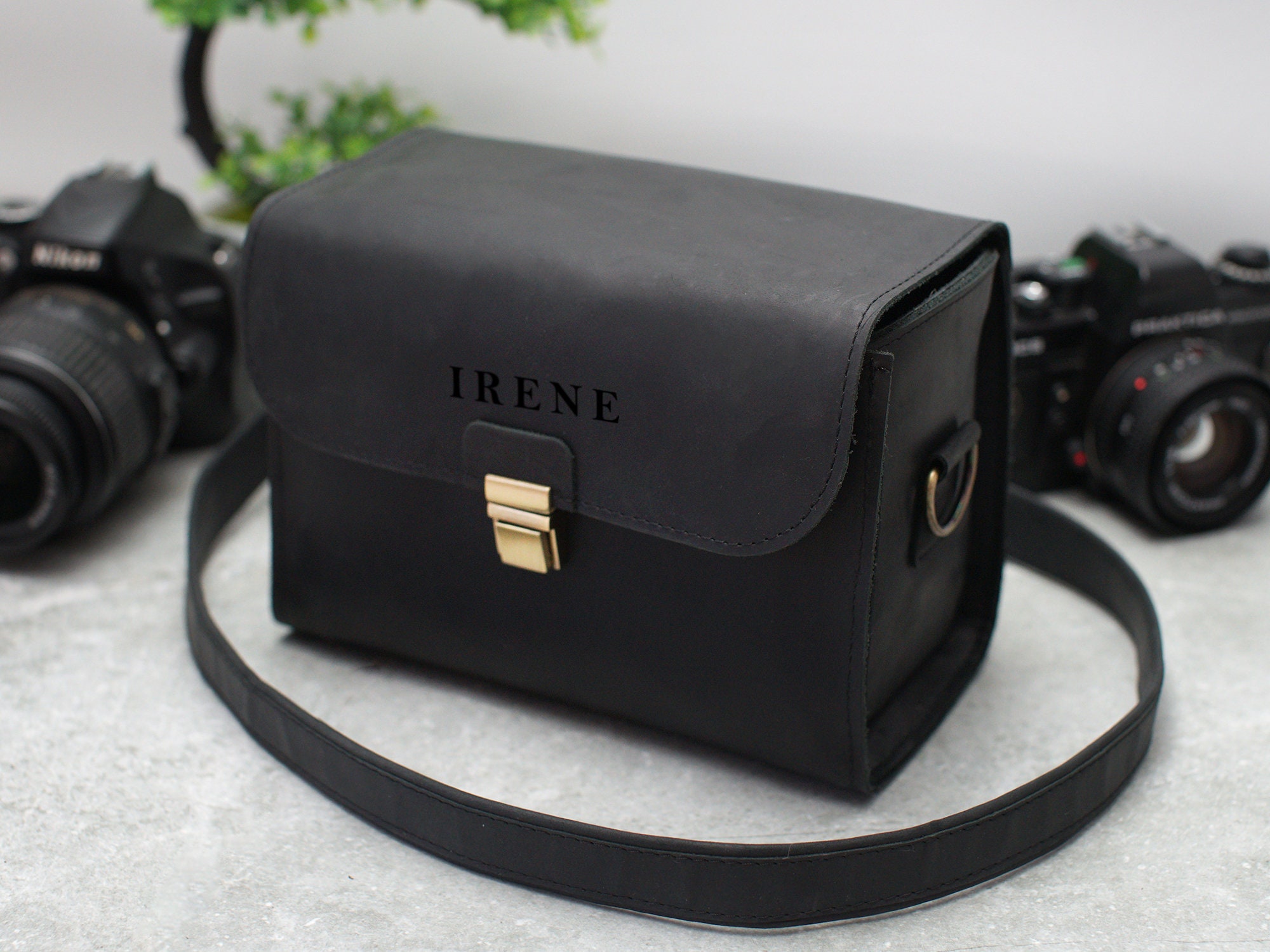 Personalized Leather Camera Shoulder Bag With Adjustable Strap, Custom ...