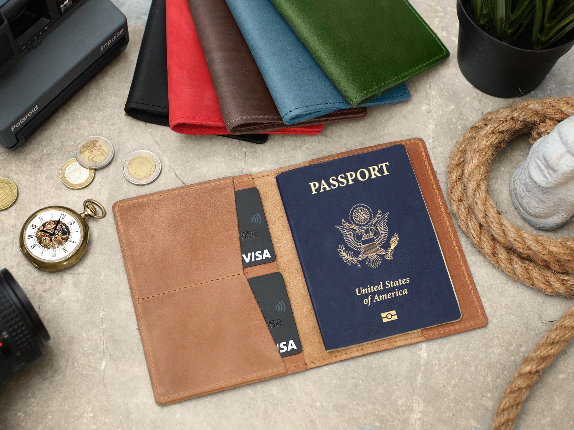 Personalized Passport Holder With Business Card Slot, Leather Passport ...