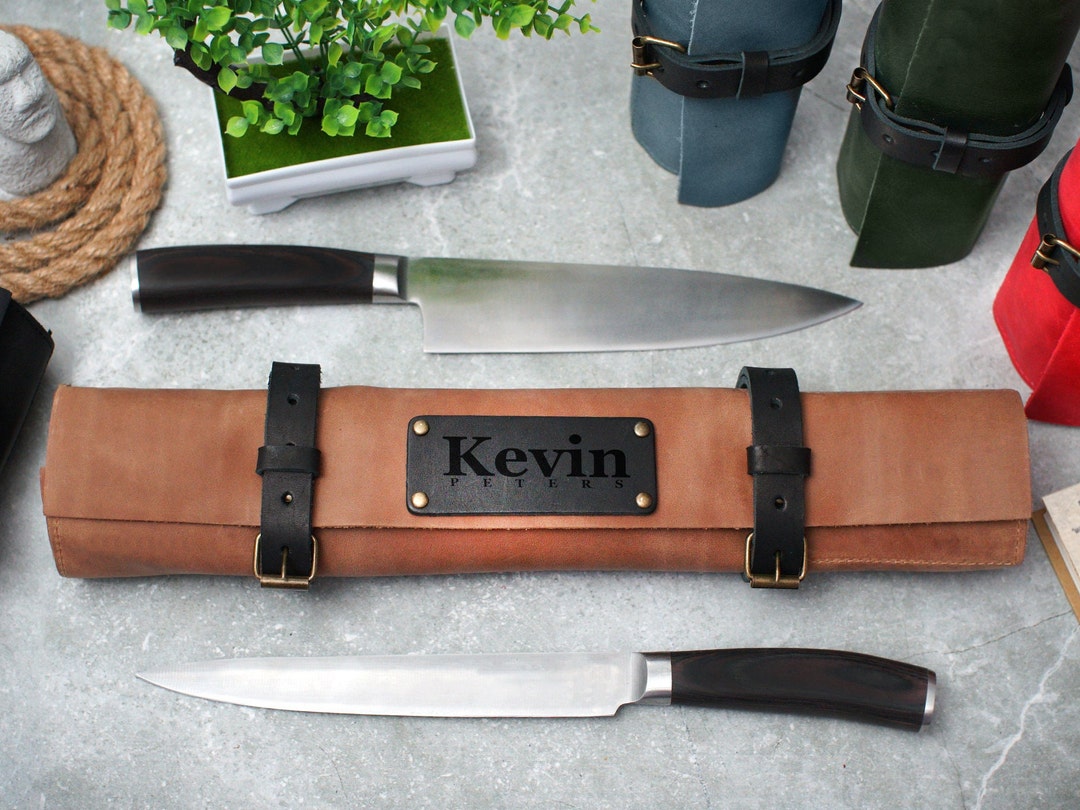 Custom Chef Knife Bag, Personalized Knife Roll, Leather Knife Roll Case ...