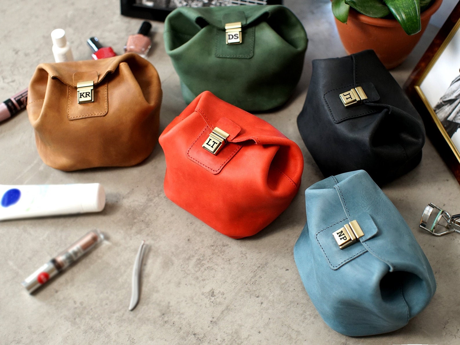 Monogram Makeup Bag Personalized Leather Look Make-up Bag - Etsy