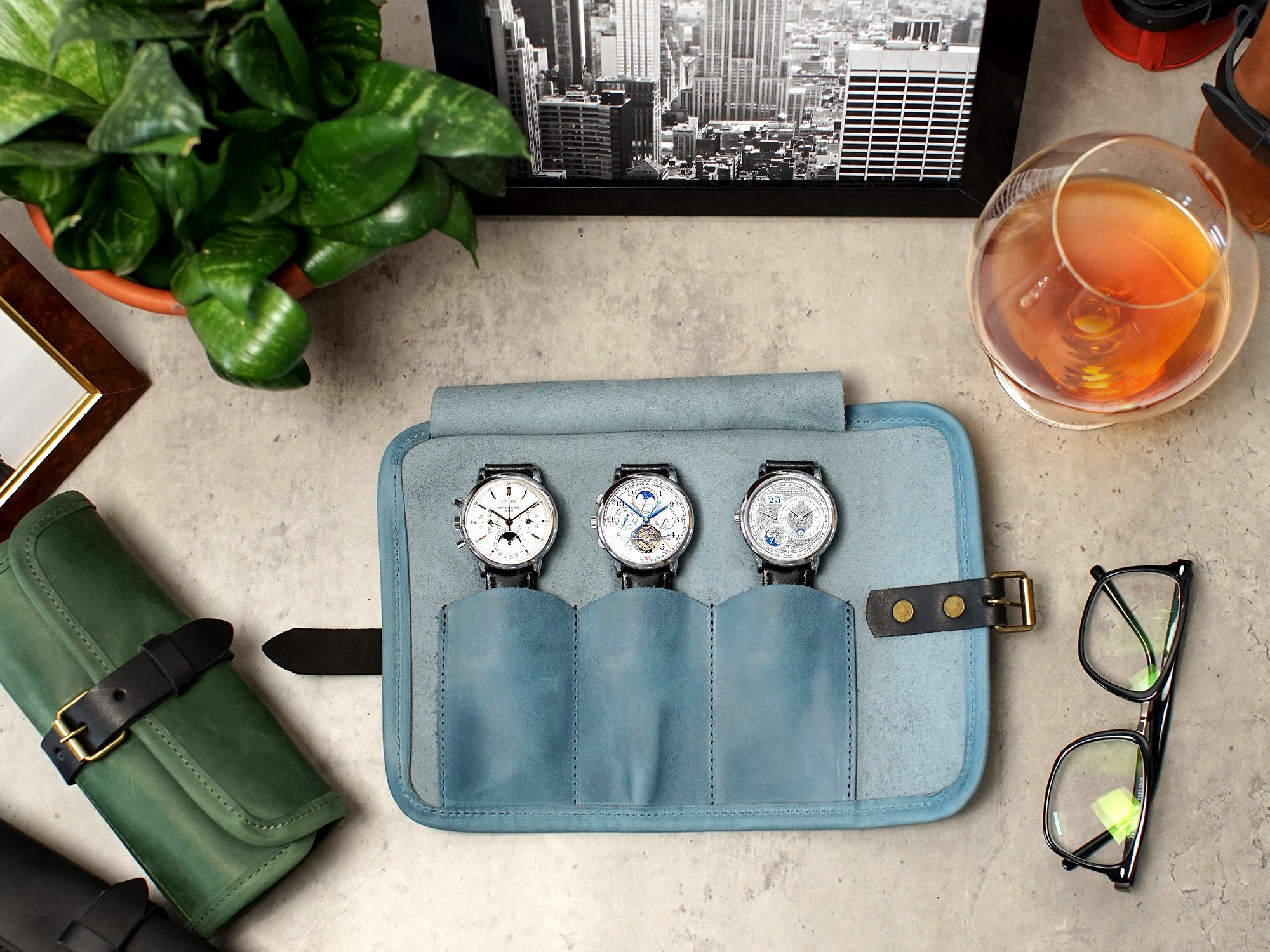 Personalized Leather Watch Roll Case Travel Watch Roll With 3 - Etsy Australia