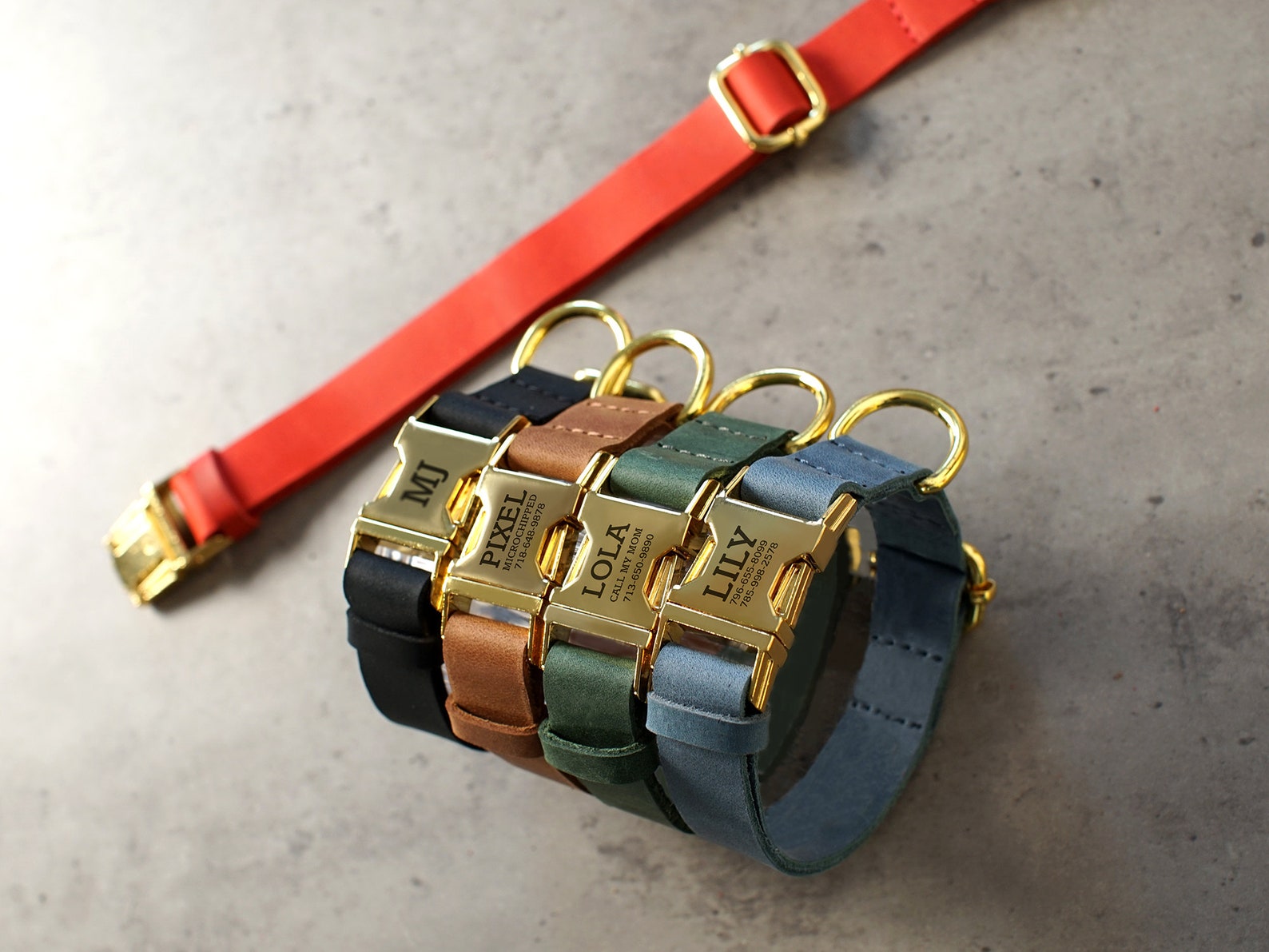 Personalized Dog Collar Gold Metal Buckle Leather Pet Collars | Etsy