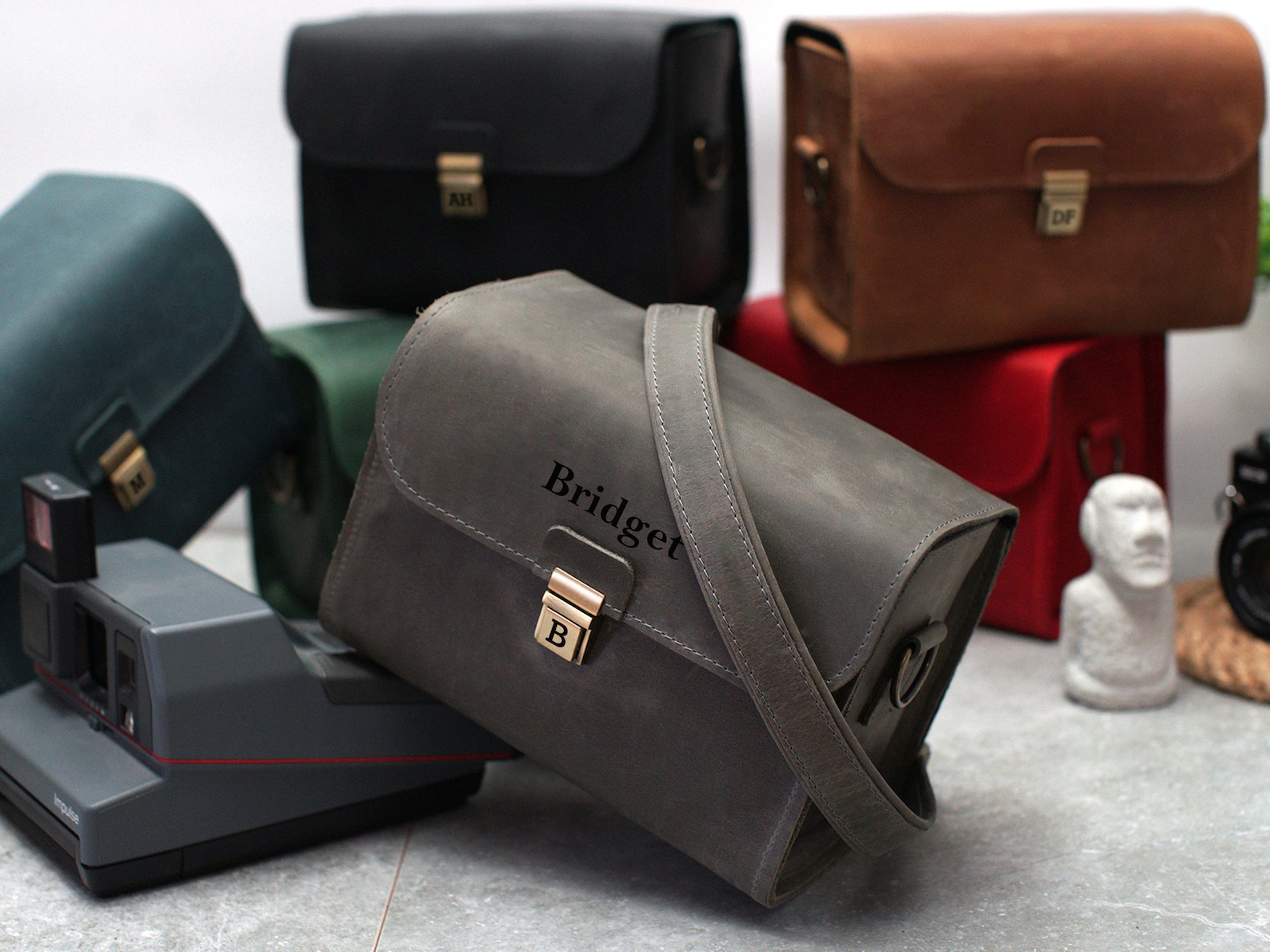 Personalized Leather Camera Shoulder Bag With Adjustable Strap, Custom ...