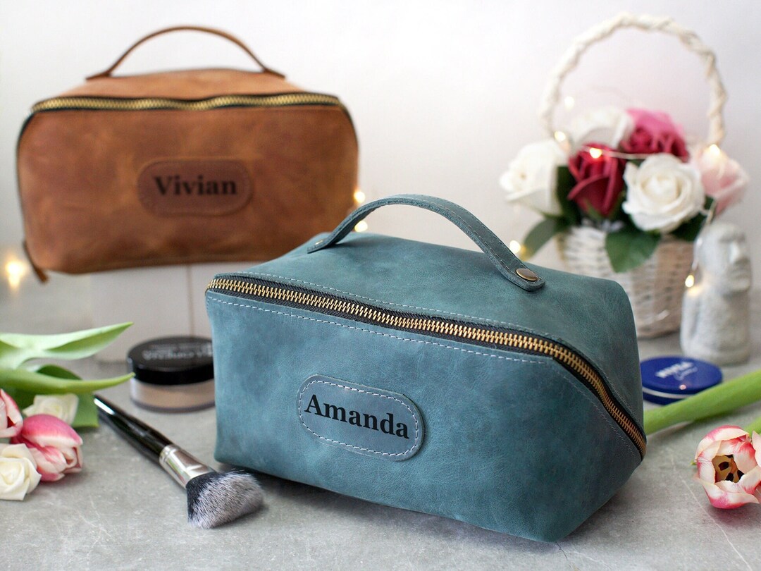 Travel Capacity Cosmetic Bags for Women, Multifunctional Leather Makeup ...