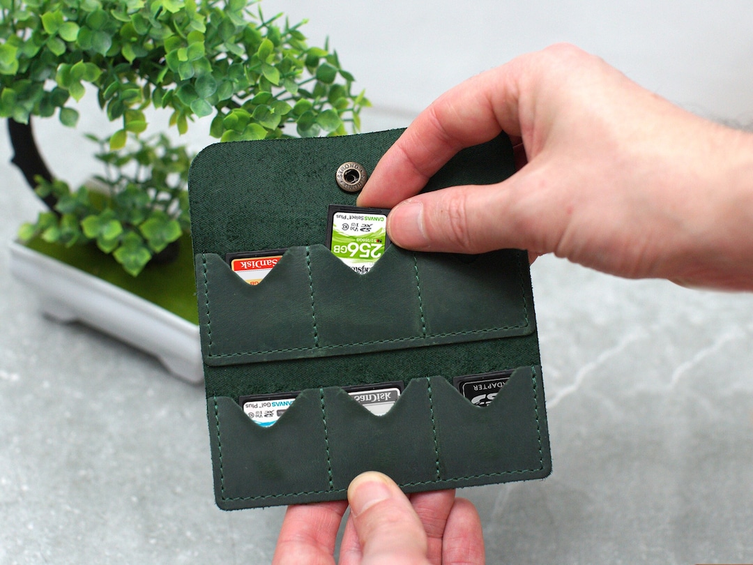 Leather Sd Card Holder for Her, Engraved SD Card Organizer, Custom SD ...