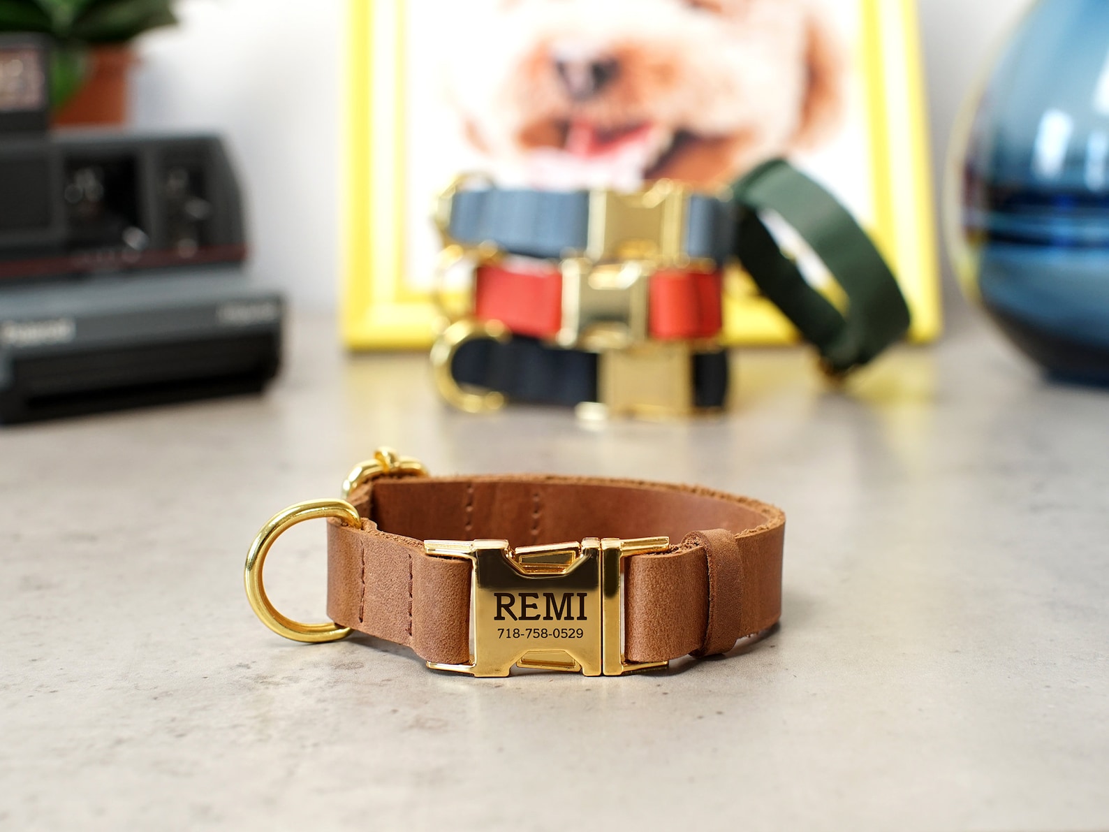 Engraved Metal Buckle Dog Collar Leather Dog Collar - Etsy