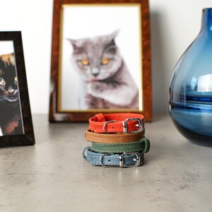 Cat Collar Leather Personalized Pet Collars for Cats Custom - Etsy