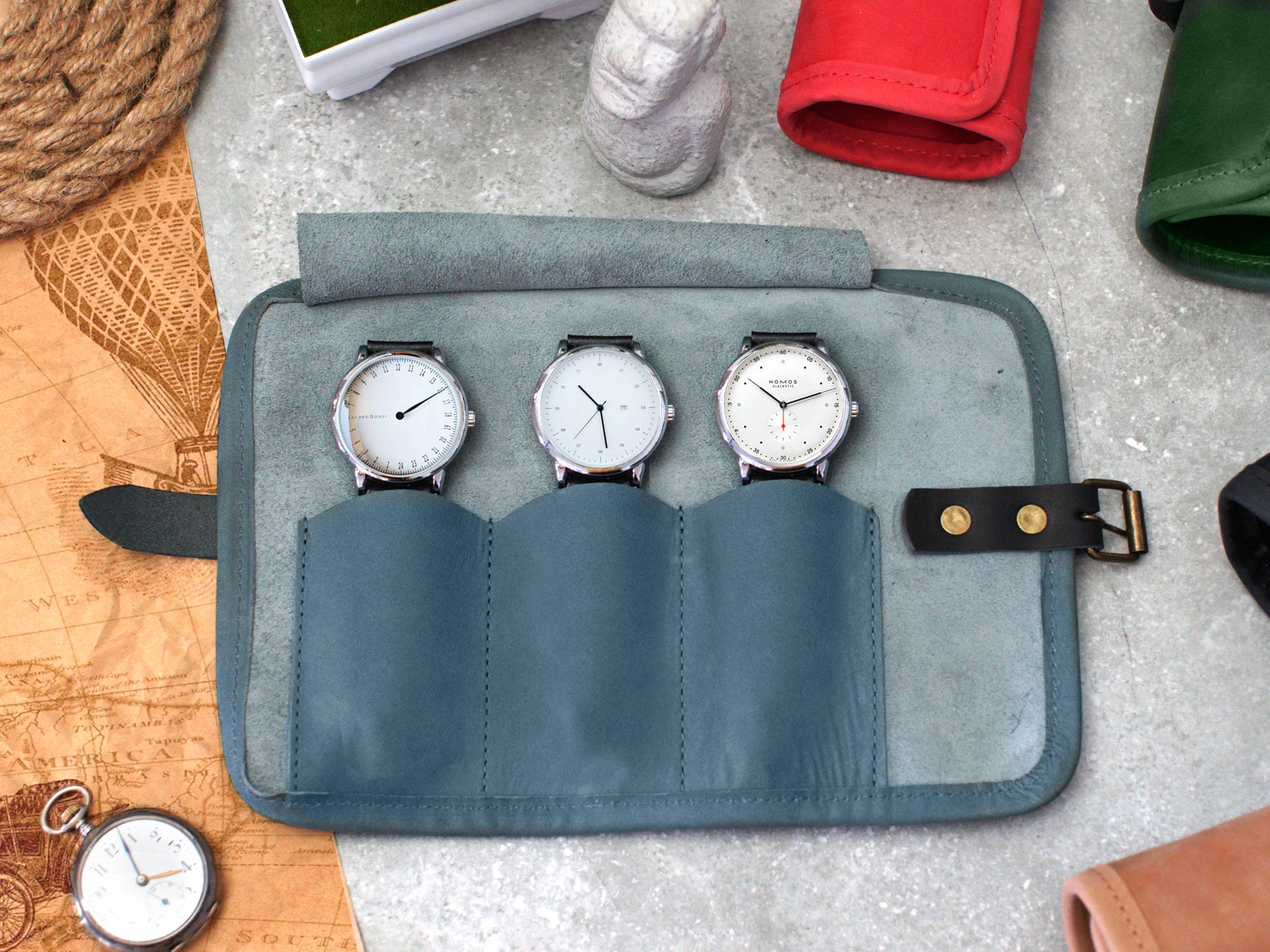 Leather Watch Roll, Personalized Watch Roll, Customized Leather Watch ...