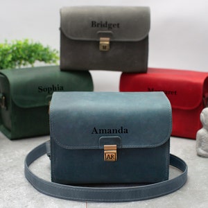 Custom Camera Bag, Engraved Genuine Leather Crossbody Camera Bag ...