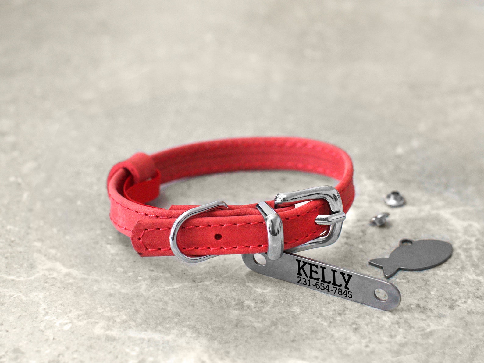 Cat Collar Leather Personalized Pet Collars for Cats Custom - Etsy