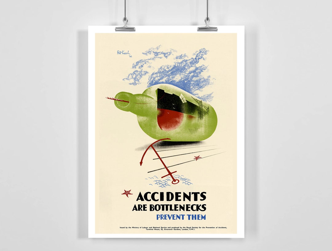 Accidents Are Bottlenecks Prevent Them Vintage Propaganda Poster Framed ...