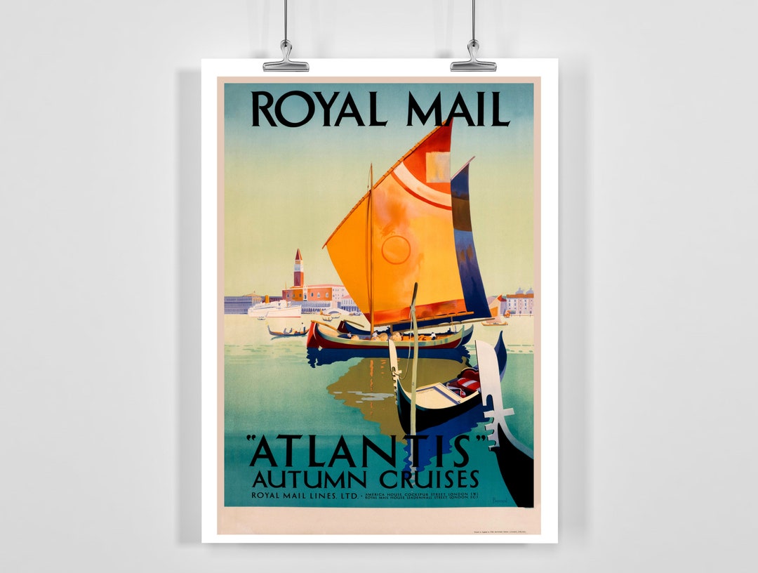 Vintage Boat Ship Atlantis Travel Poster - Framed / Unframed - Etsy