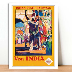 Visit India Indian State Railways Vintage Travel Poster - Framed ...