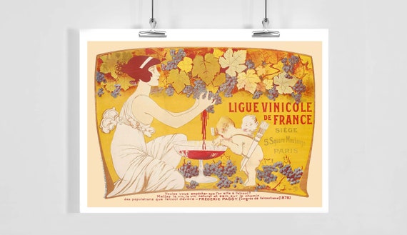 French Wine League Vintage Advertising Poster Framed / - Etsy