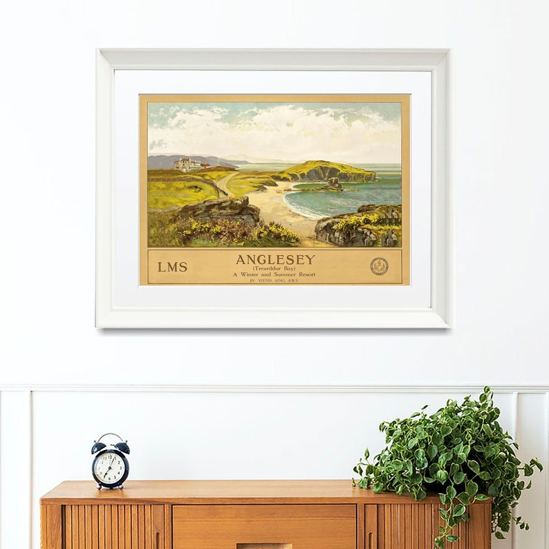 Anglesey Wales Winter and Summer Resort Vintage Travel Poster - Framed ...