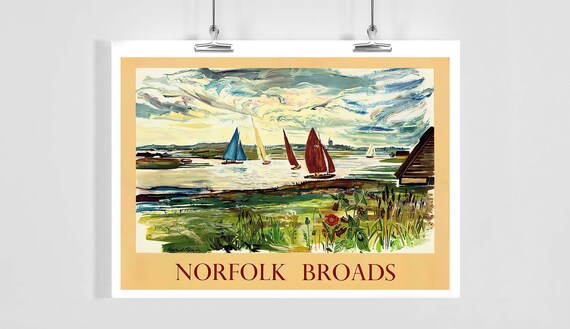 Norfolk Broads English National Parks Vintage Travel Poster - Etsy