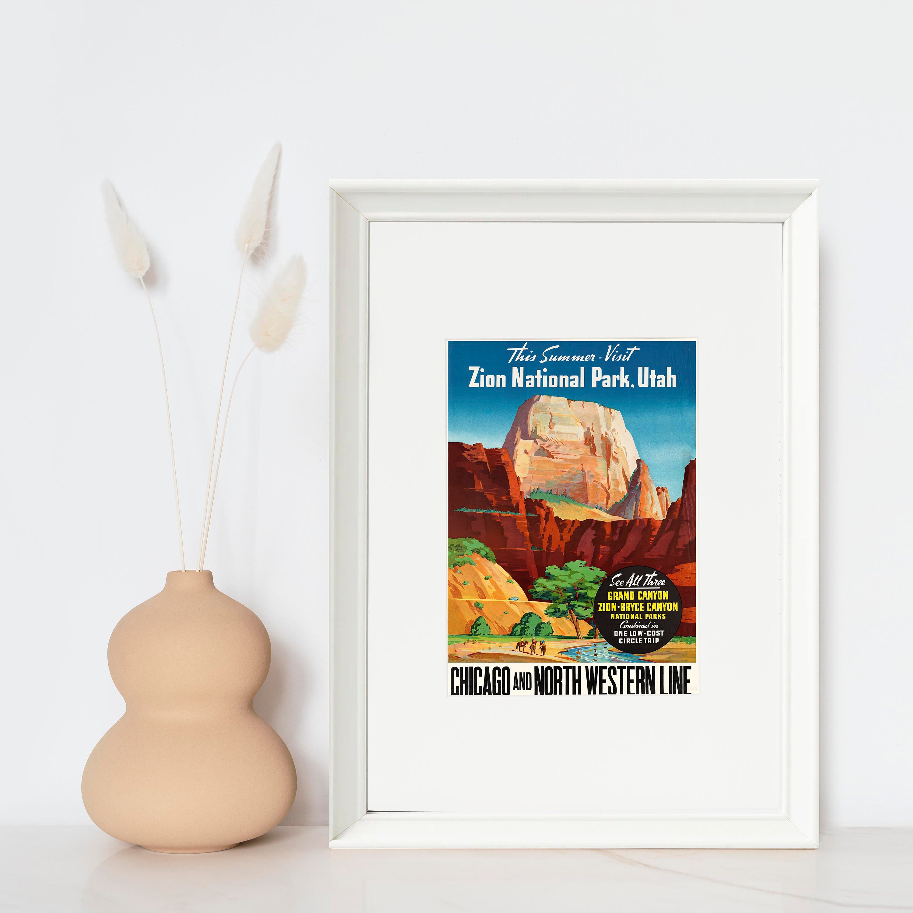 USA Utah Zion National Park Vintage Advertising Poster | Etsy