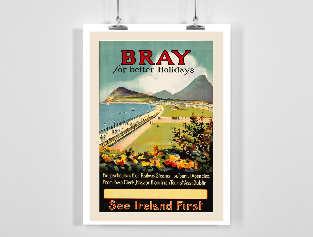 See Ireland First Bray Ireland Vintage Travel Poster - Framed ...