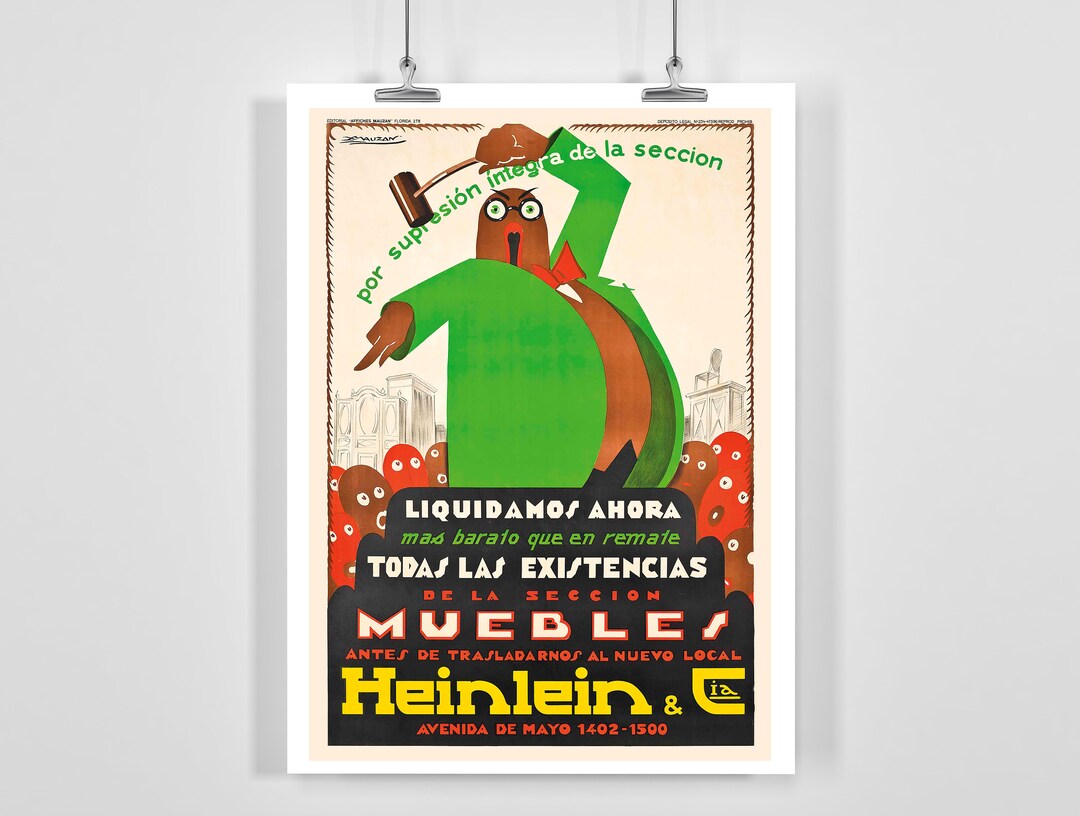 Heinlein & Cia Vintage Advertising Poster by Achille Mauzan - Framed ...