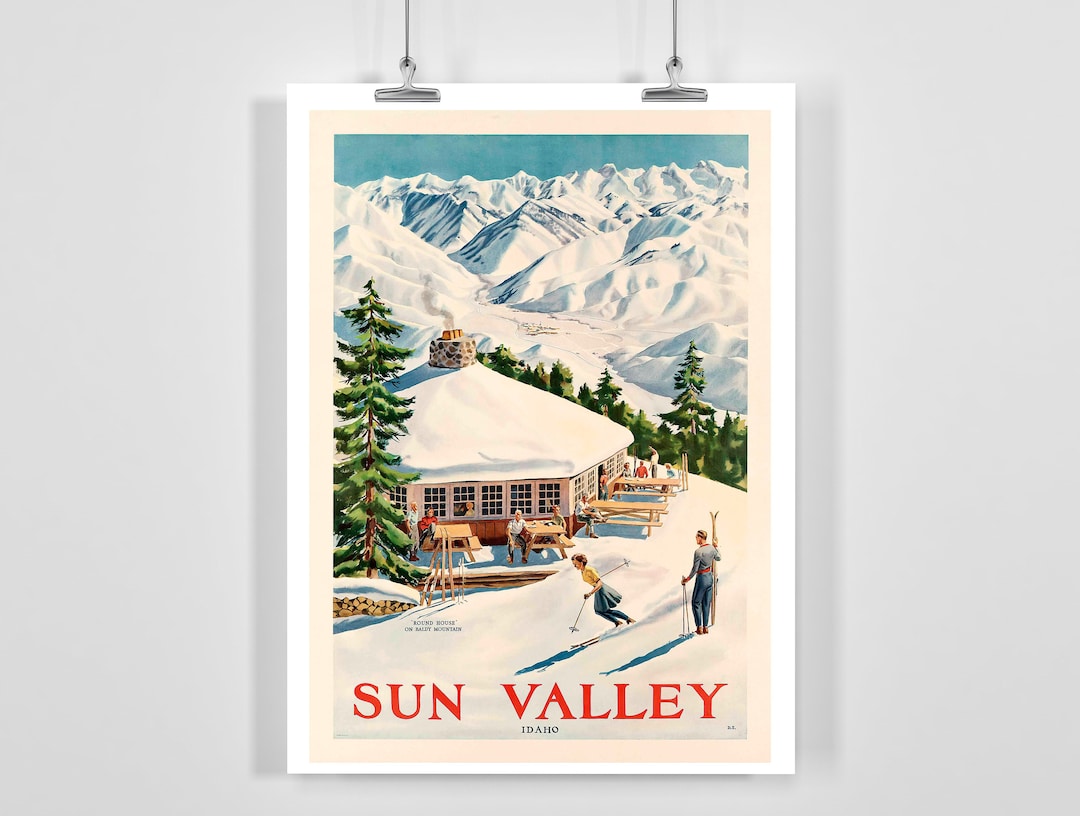 Sun Valley Idaho Mount Baldy Vintage Ski Poster - Framed / Unframed - Etsy