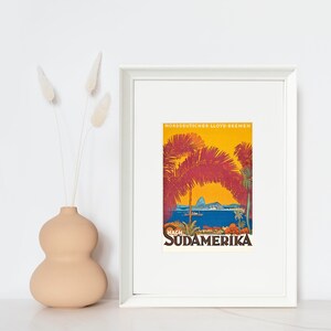 To South America Vintage Travel Poster - Framed / Unframed - Etsy