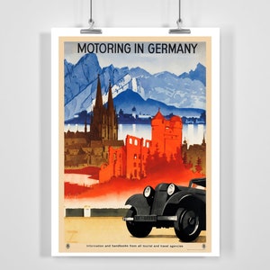 Motoring in Germany Vintage Travel Poster - Framed / Unframed - Etsy