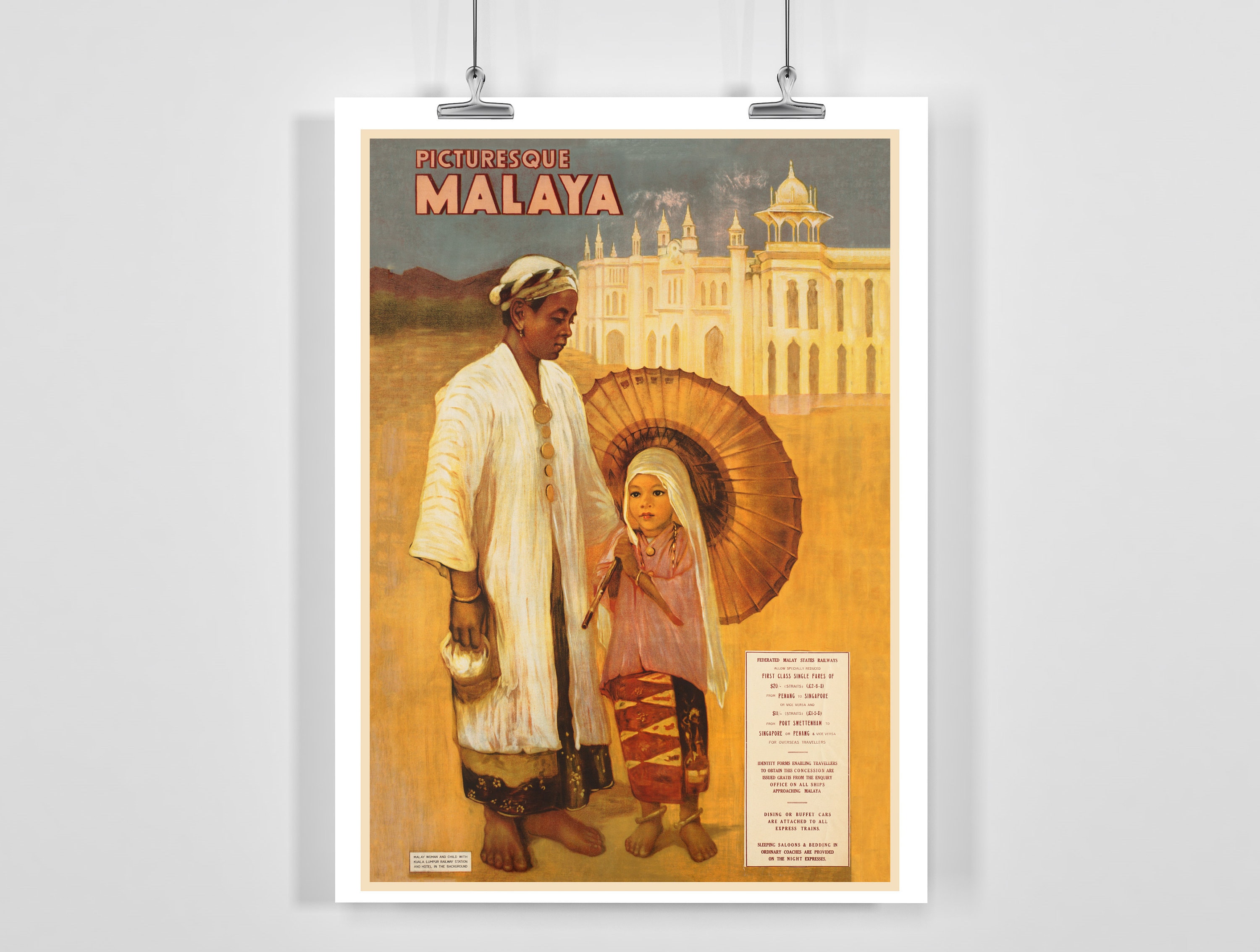 Malaya Kuala Lumpur Railway Vintage Travel Poster Framed / - Etsy UK