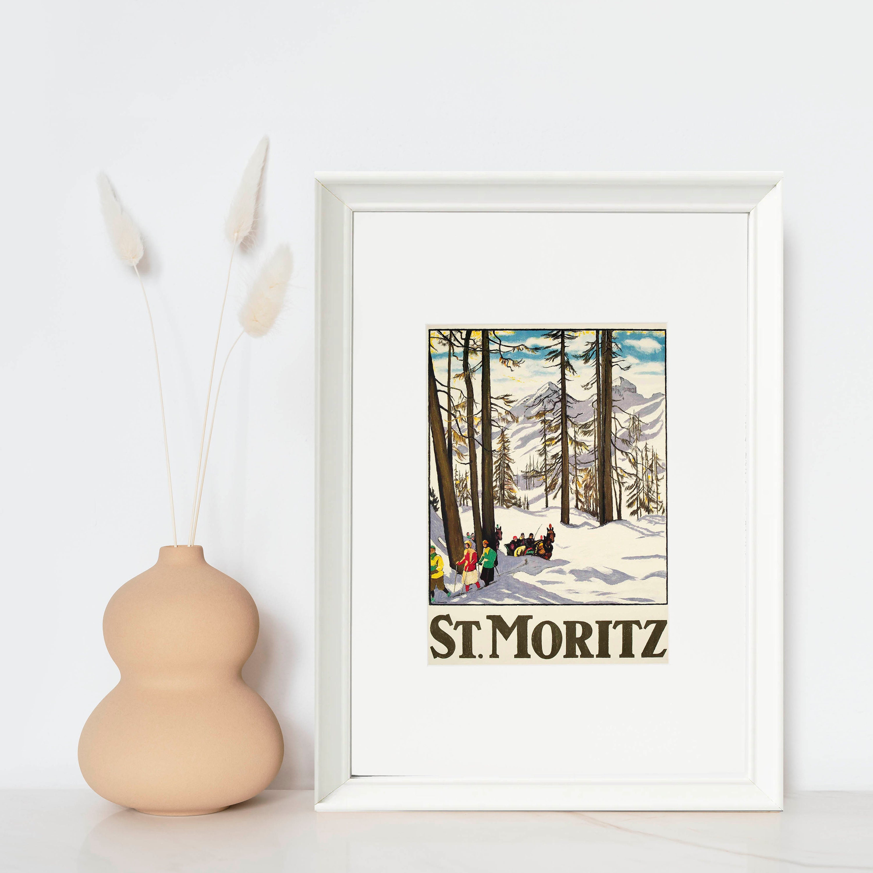 St. Moritz Engadin Valley Switzerland Vintage Travel Poster | Etsy