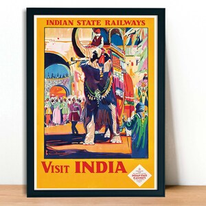 Visit India Indian State Railways Vintage Travel Poster - Framed ...