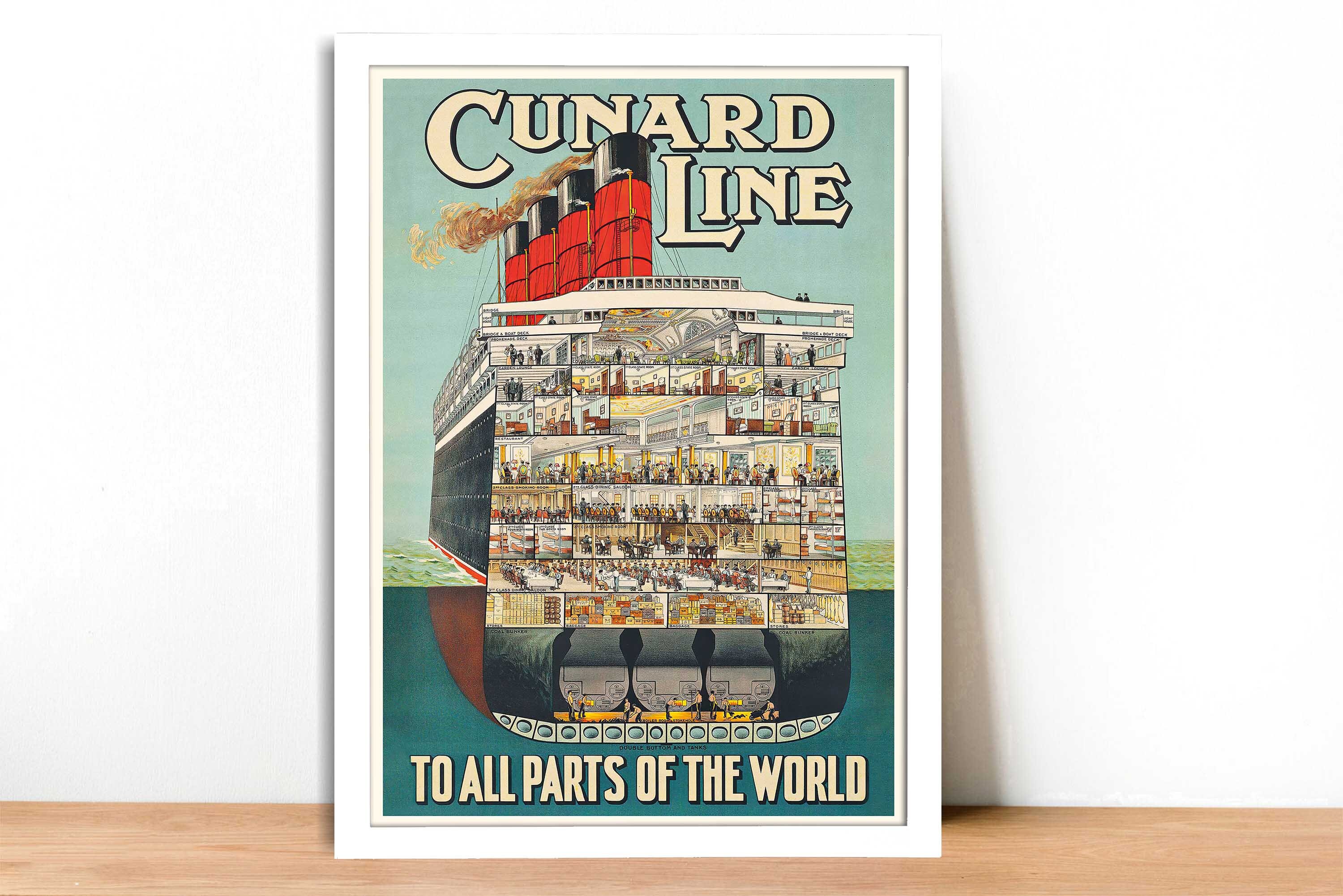 Cunard Line to All Parts of the World Vintage Travel Poster - Etsy