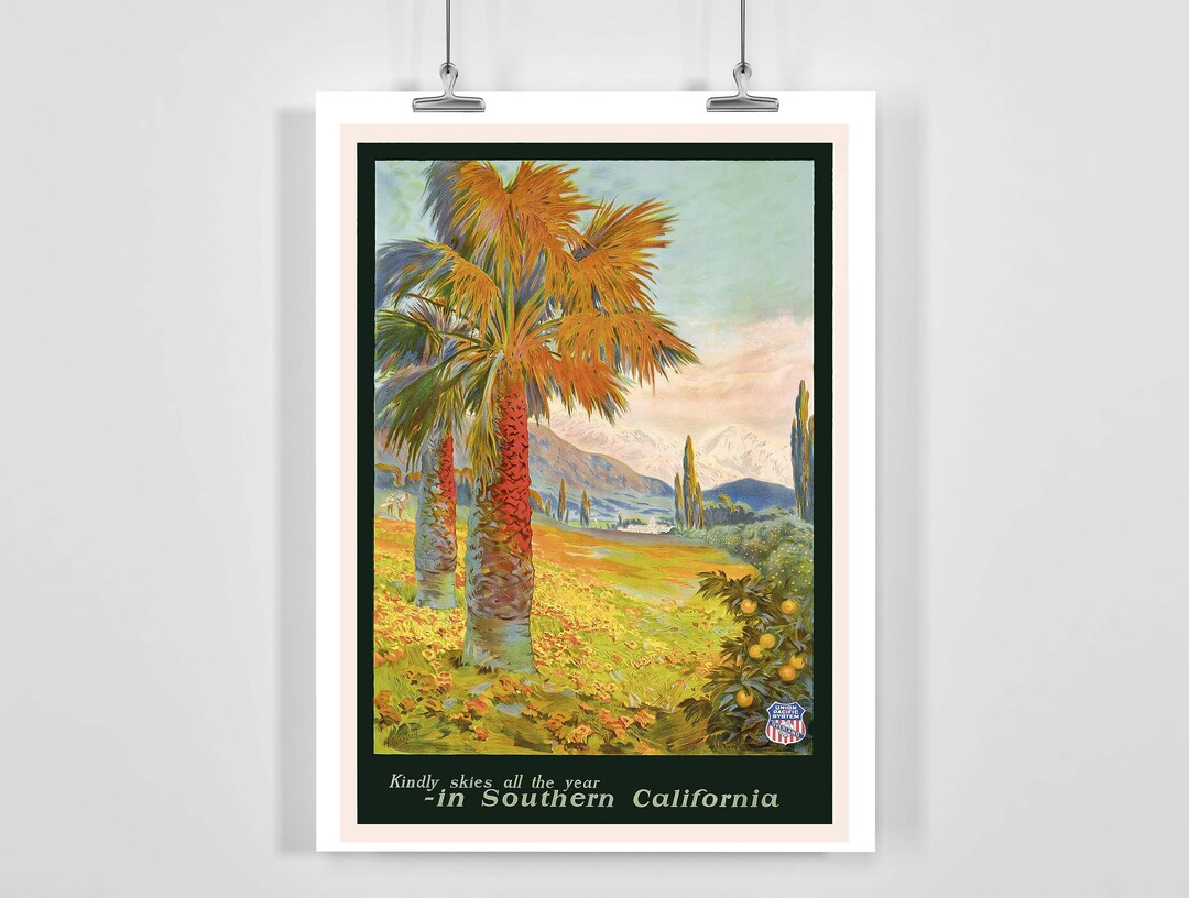 Southern California Vintage Travel Poster - Framed / Unframed - Etsy