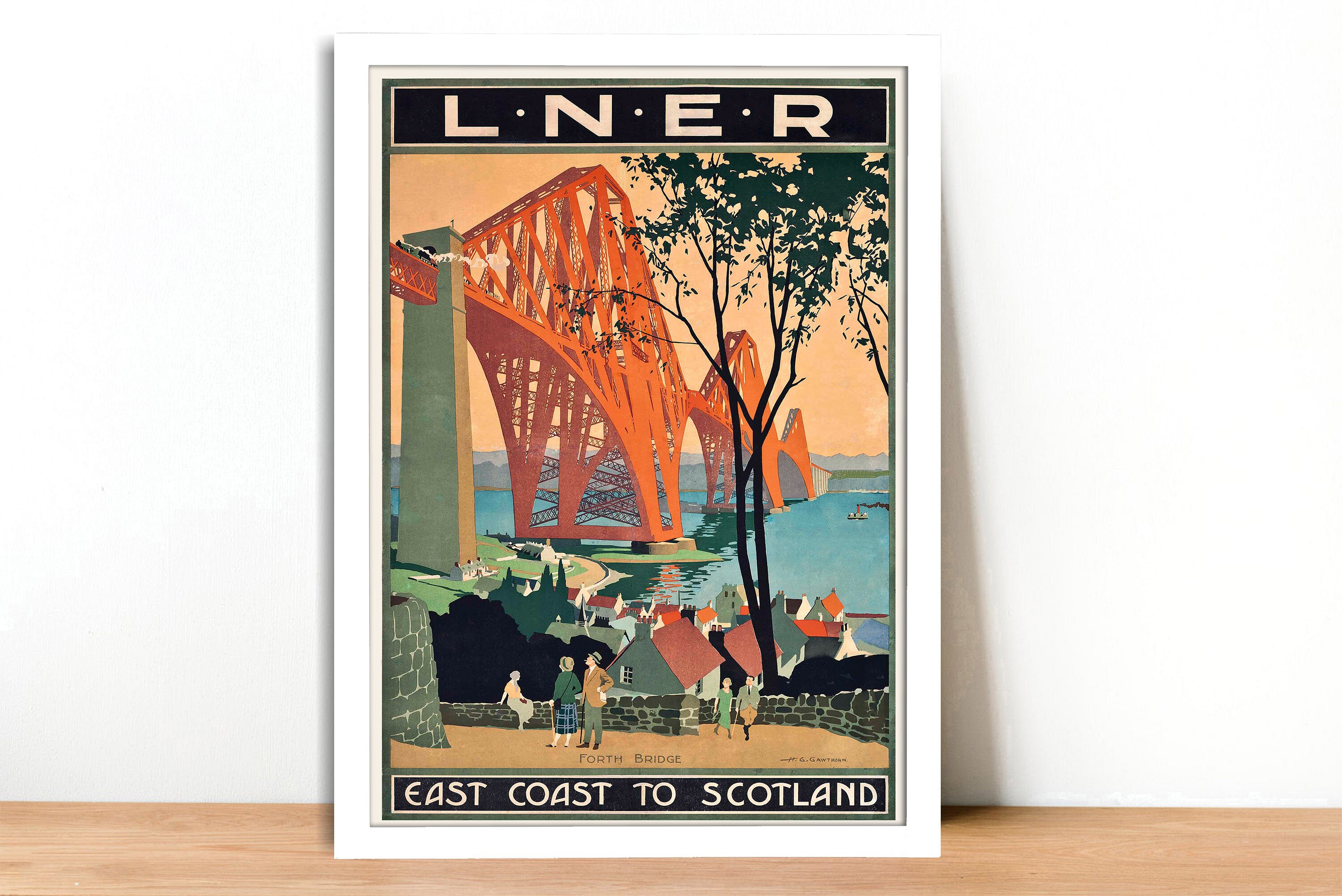 Forth Bridge East Coast to Scotland Vintage Travel Poster - Framed ...