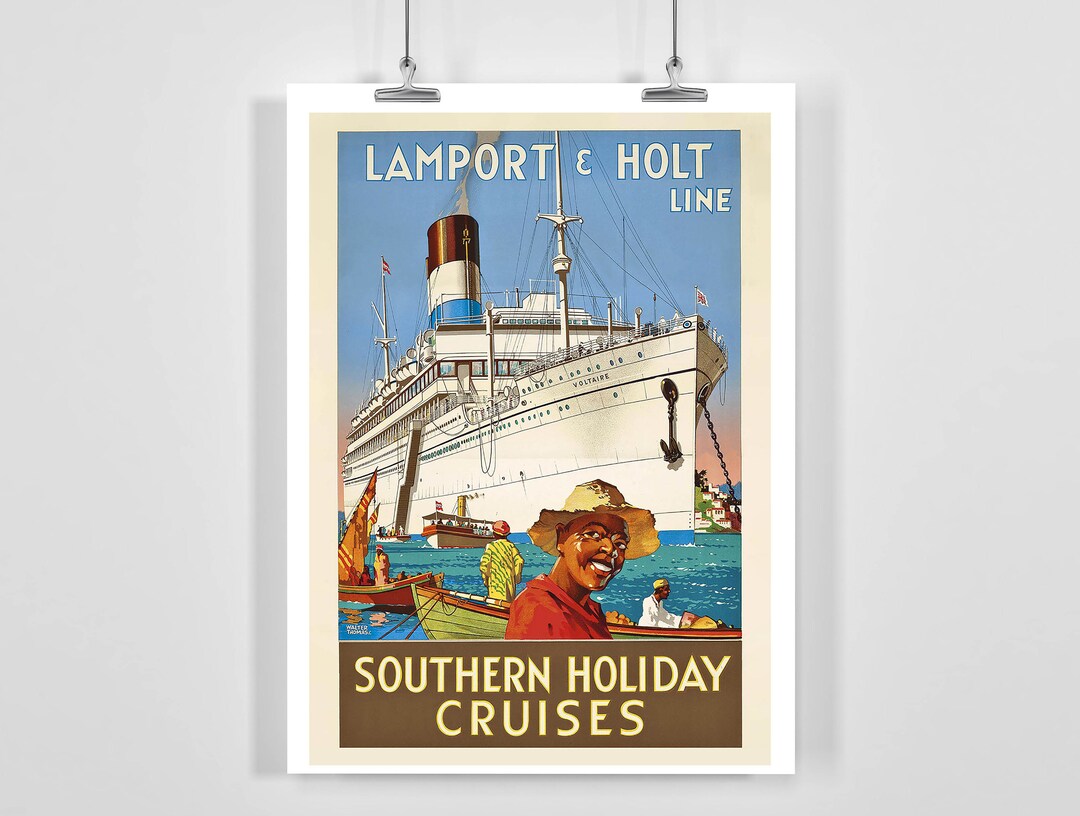 Lamport and Holt Line Southern Holiday Cruises Vintage Travel Poster ...