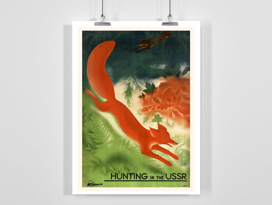 Hunting in the USSR Soviet Era Travel Poster Framed / - Etsy