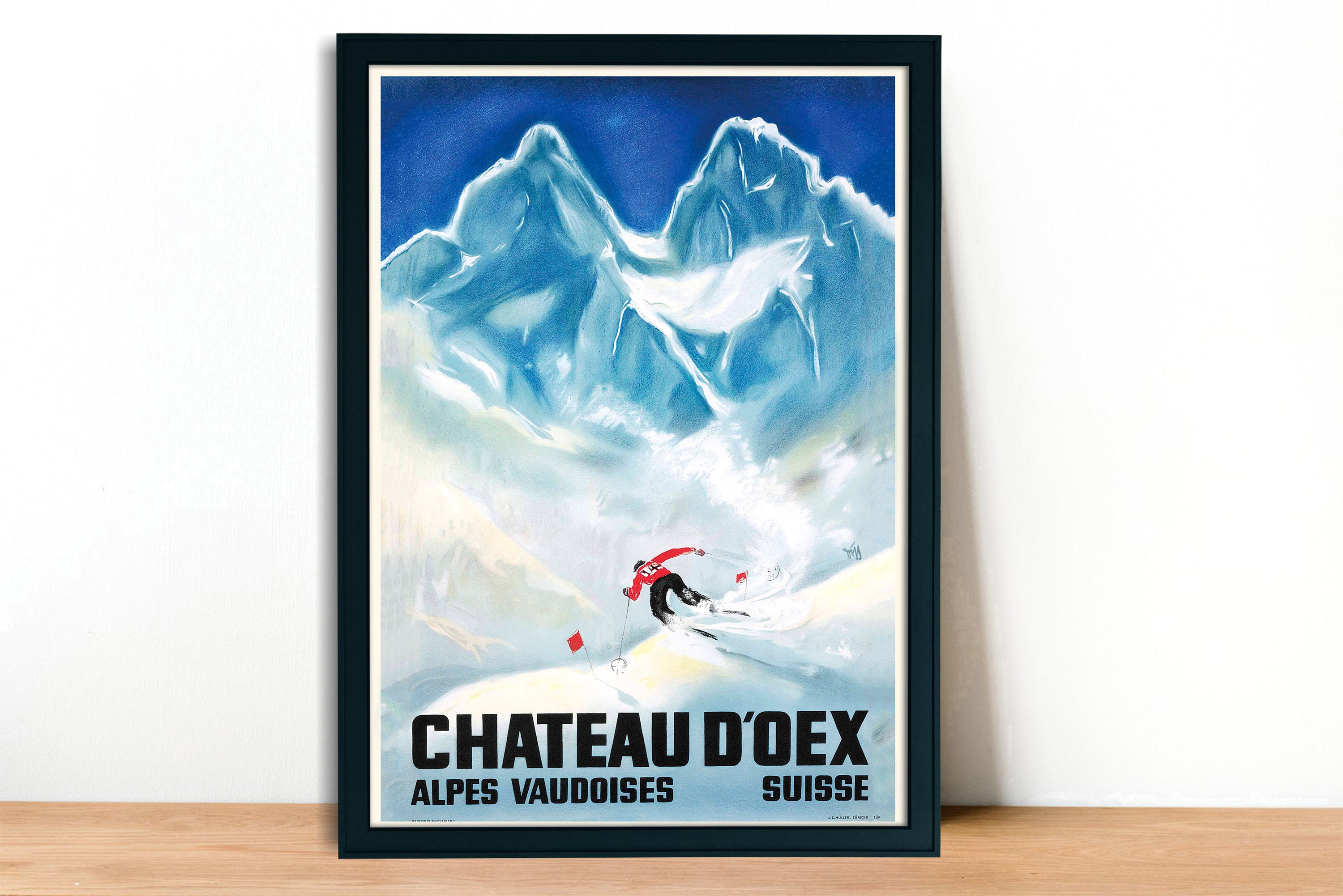 Château-d'oex Switzerland Vaud Alps Vintage Ski Poster - Etsy