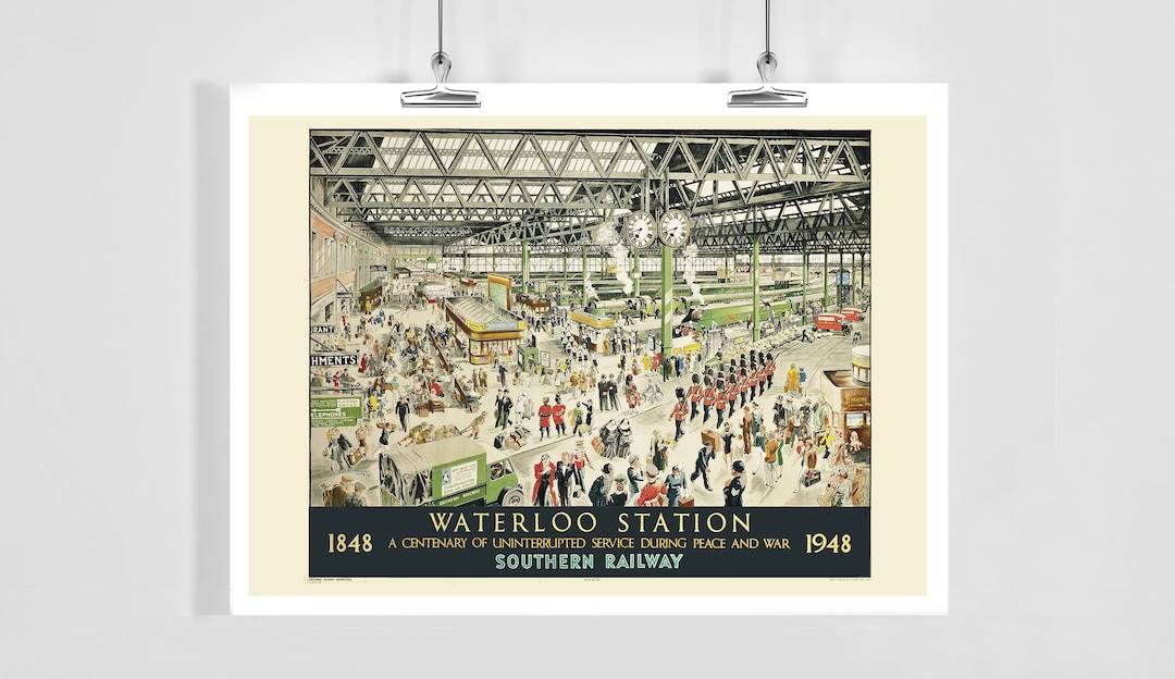 Waterloo Station Southern Railways 1948 Vintage Travel Poster - Framed ...