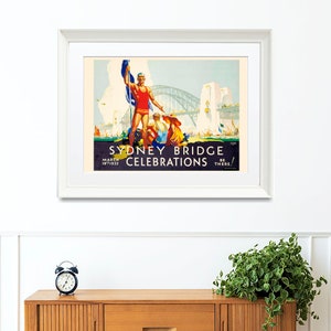 Sydney Bridge Australia Vintage Travel Poster - Framed / Unframed - Etsy