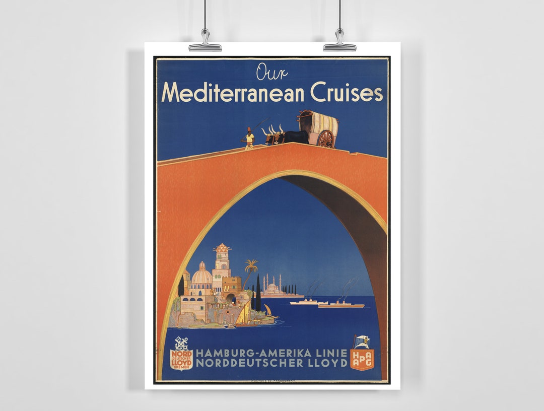 Mediterranean Cruise Vintage Advertising Poster - Framed / Unframed - Etsy