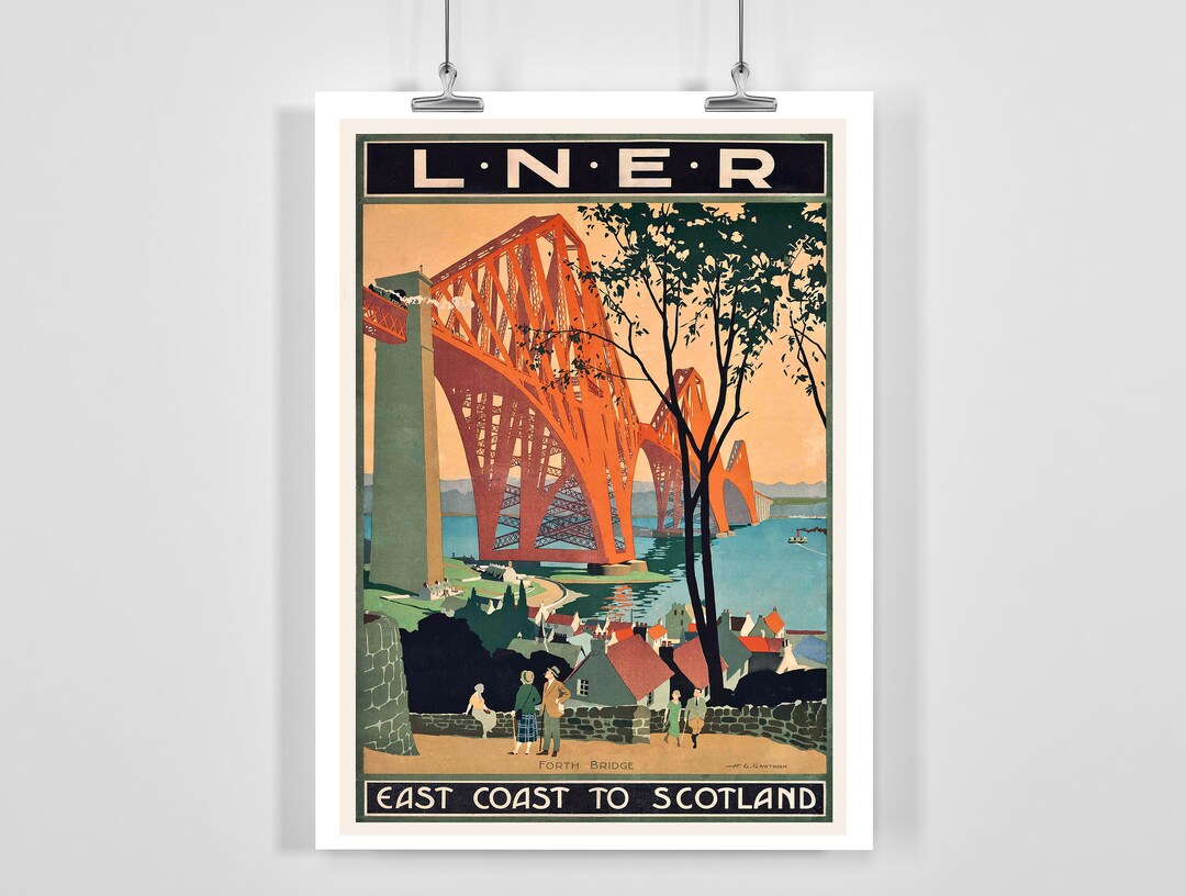 Forth Bridge East Coast to Scotland Vintage Travel Poster - Framed ...