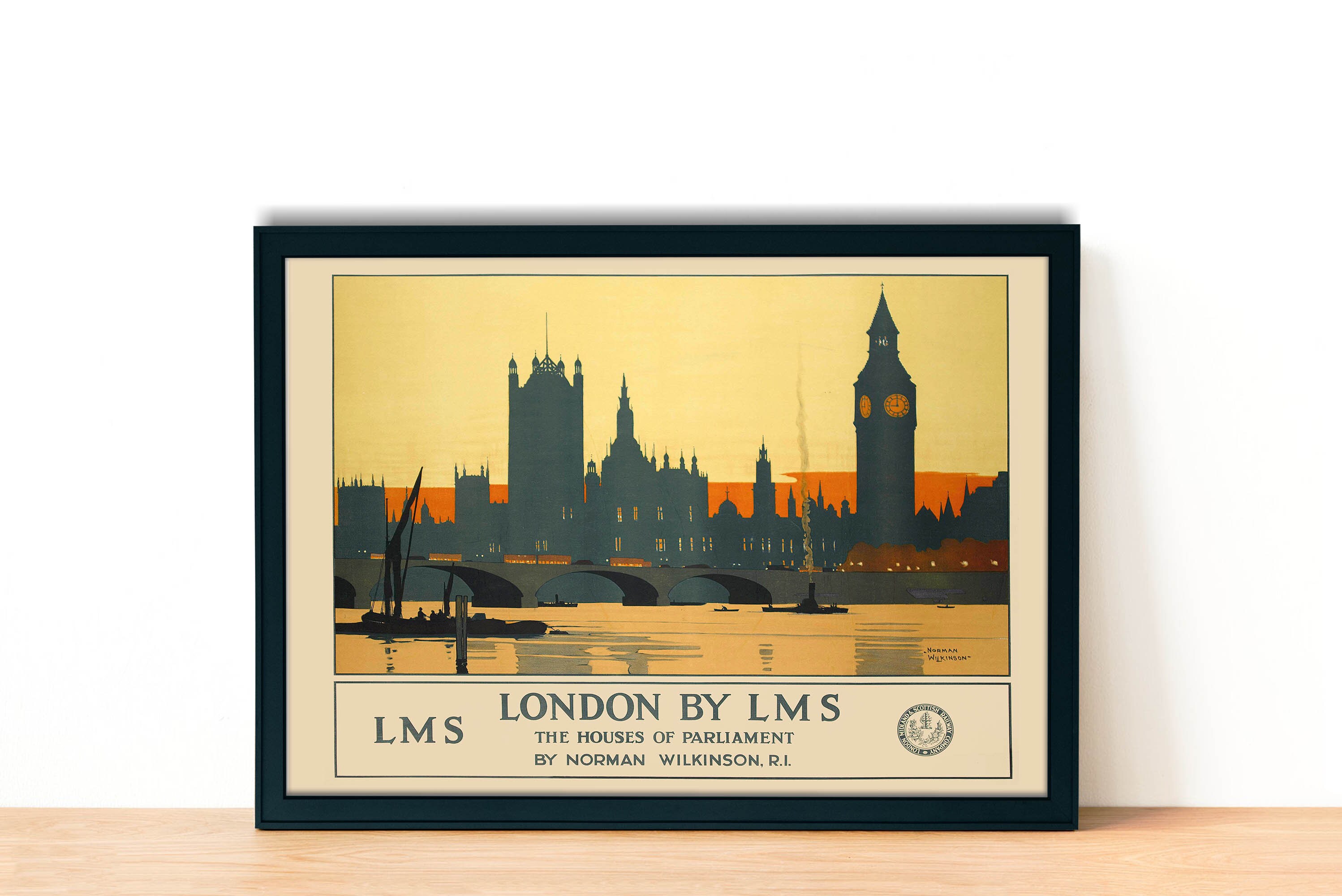 London by LMS the Houses of Parliament Vintage Travel Poster - Framed ...