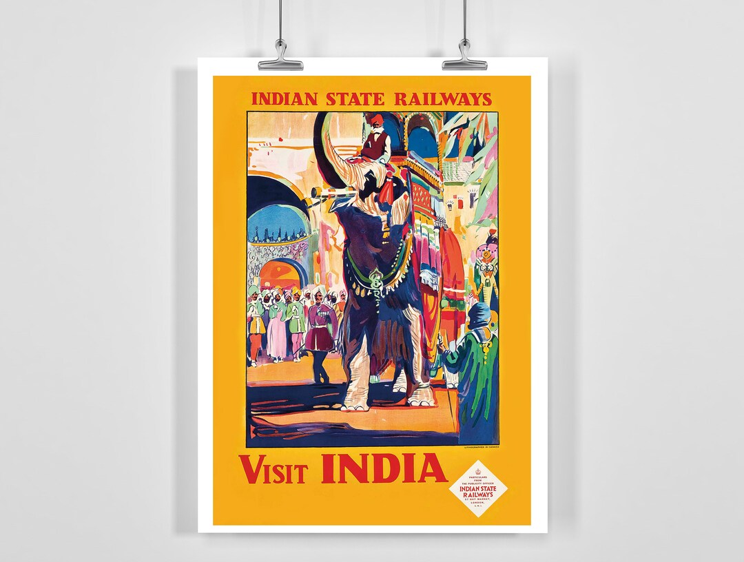 Visit India Indian State Railways Vintage Travel Poster - Framed ...