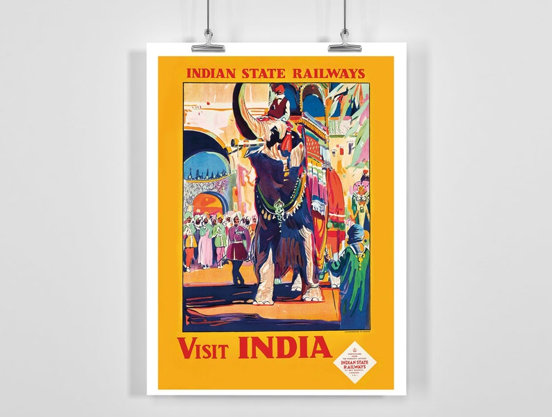 Visit India Indian State Railways Vintage Travel Poster | Etsy