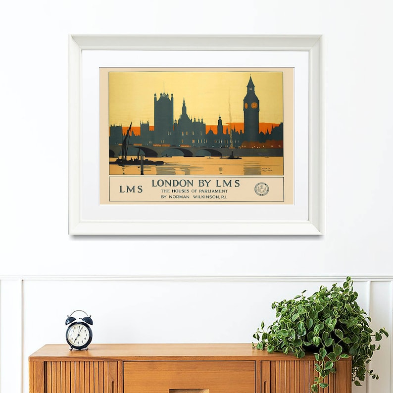 London by LMS the Houses of Parliament Vintage Travel Poster - Framed ...