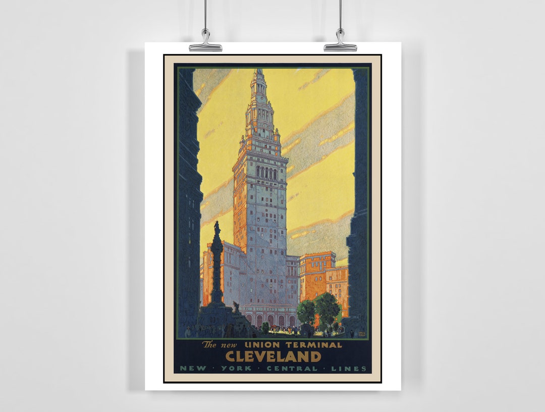 New York Cleveland Union Terminal Vintage Travel Poster - Framed ...